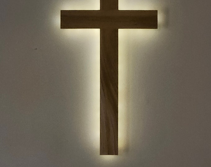 3' Tall Lighted Wood Cross Easter Christian Wood Cross LED Backlit ...