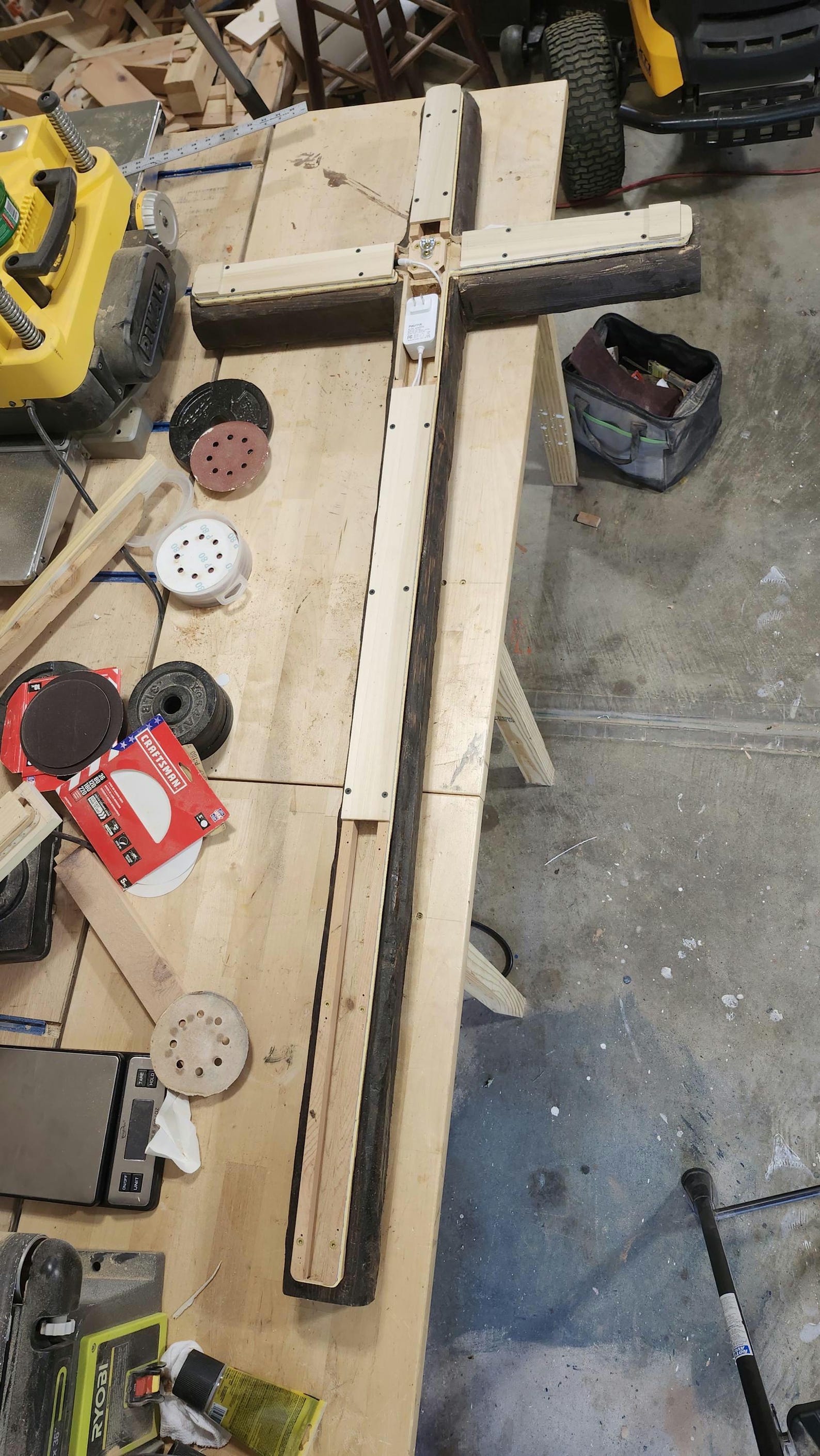 5'6"x 30" Lighted Wood Cross Easter Christian Symbol Backlighted Church ...