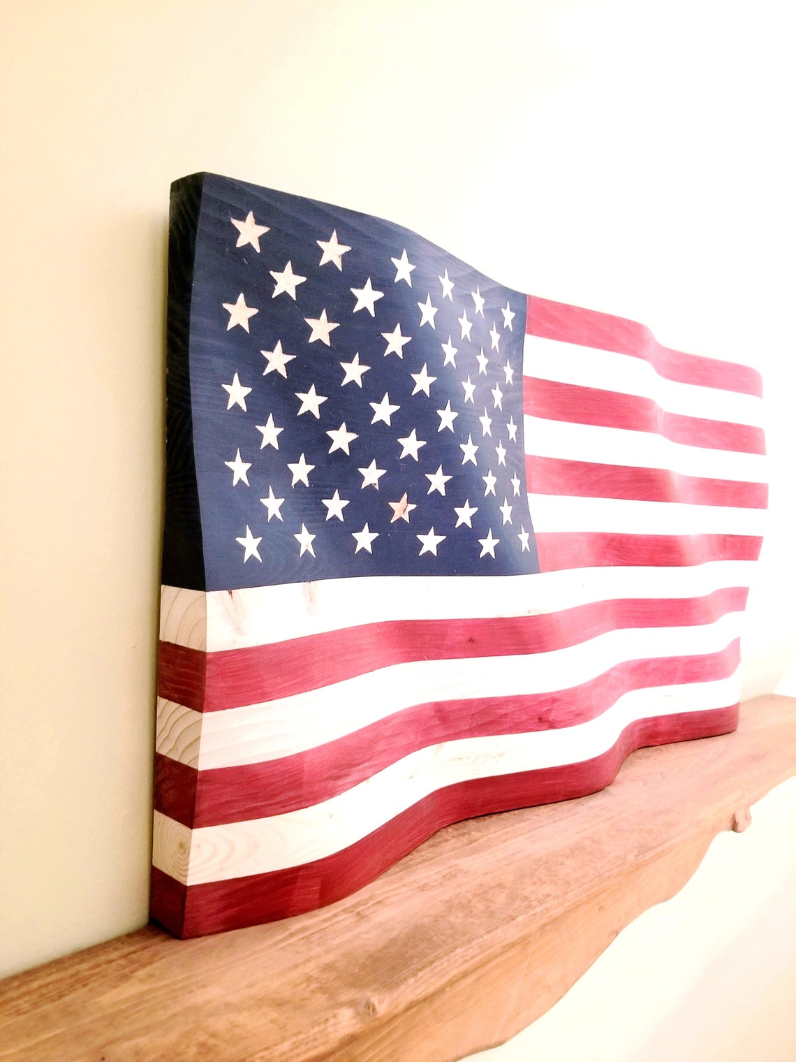 Waving Wood American Flag Wood Wall Art American Flag Patriot Wood Art ...