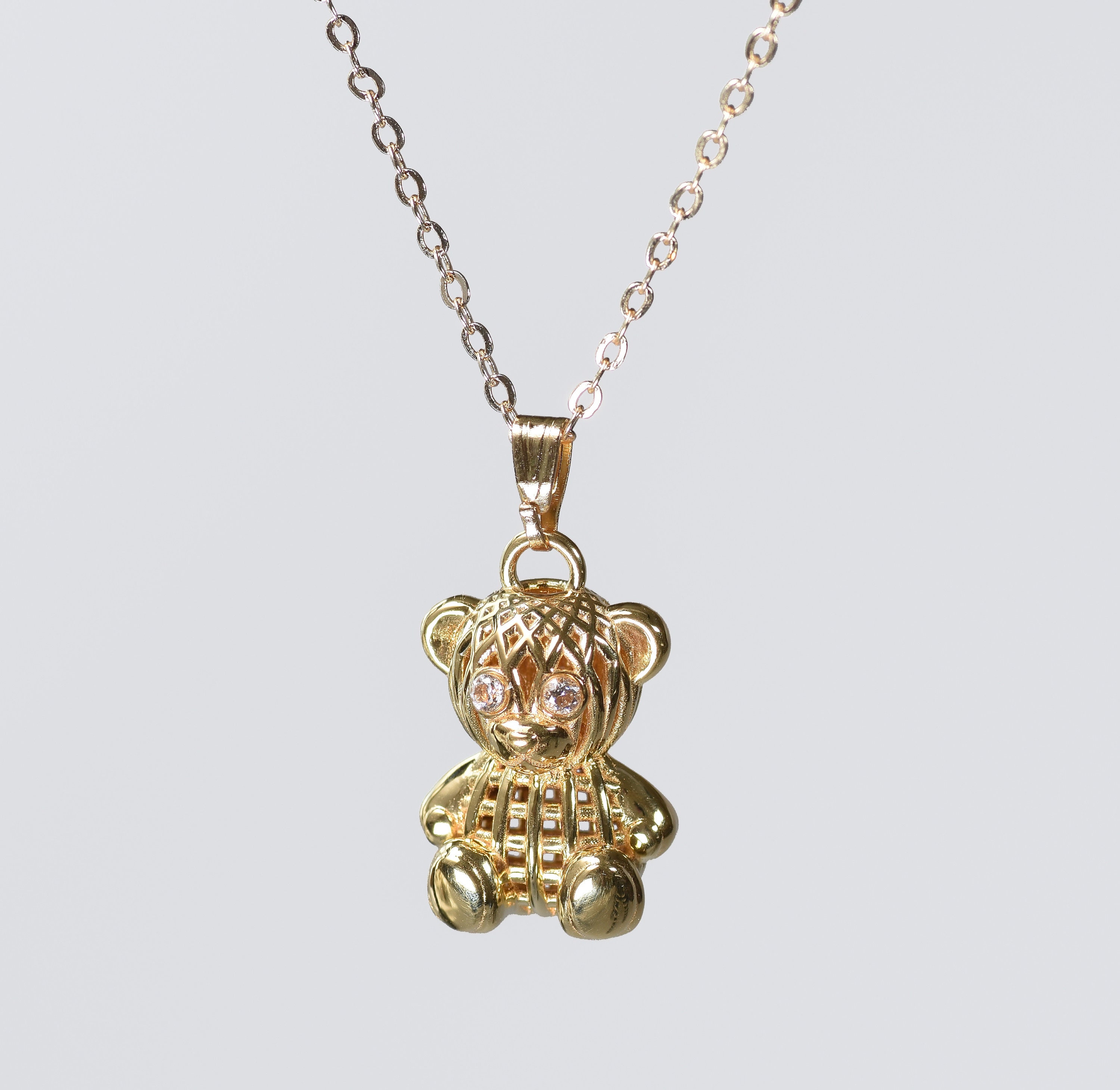 18k Gold Plated Teddy Bear Pendant Necklace Gold Plated With - Etsy UK