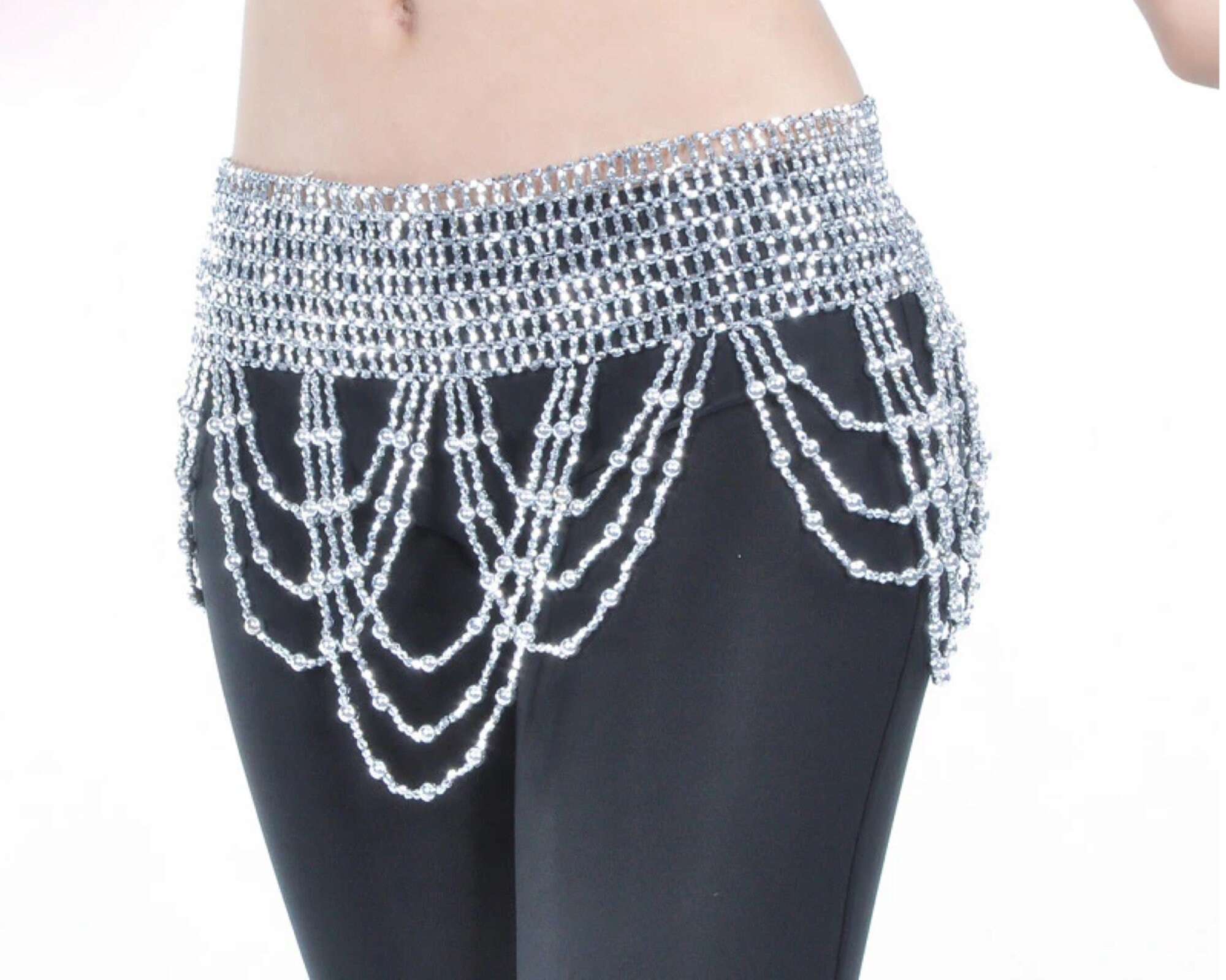 Hand-hooked Beaded Tassel Fringe Dancing Belt for Belly Dance Belly ...