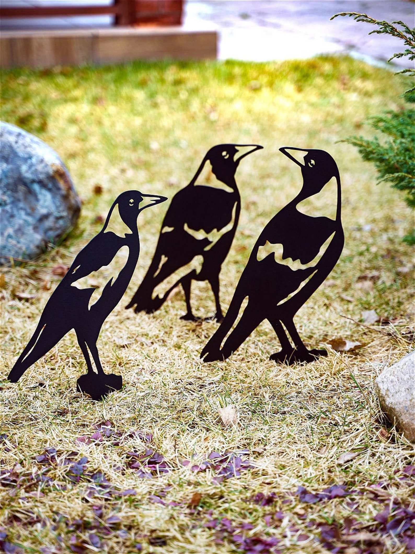 Metal Art Garden Crows Spring Outdoor Decorations Decor Yard | Etsy