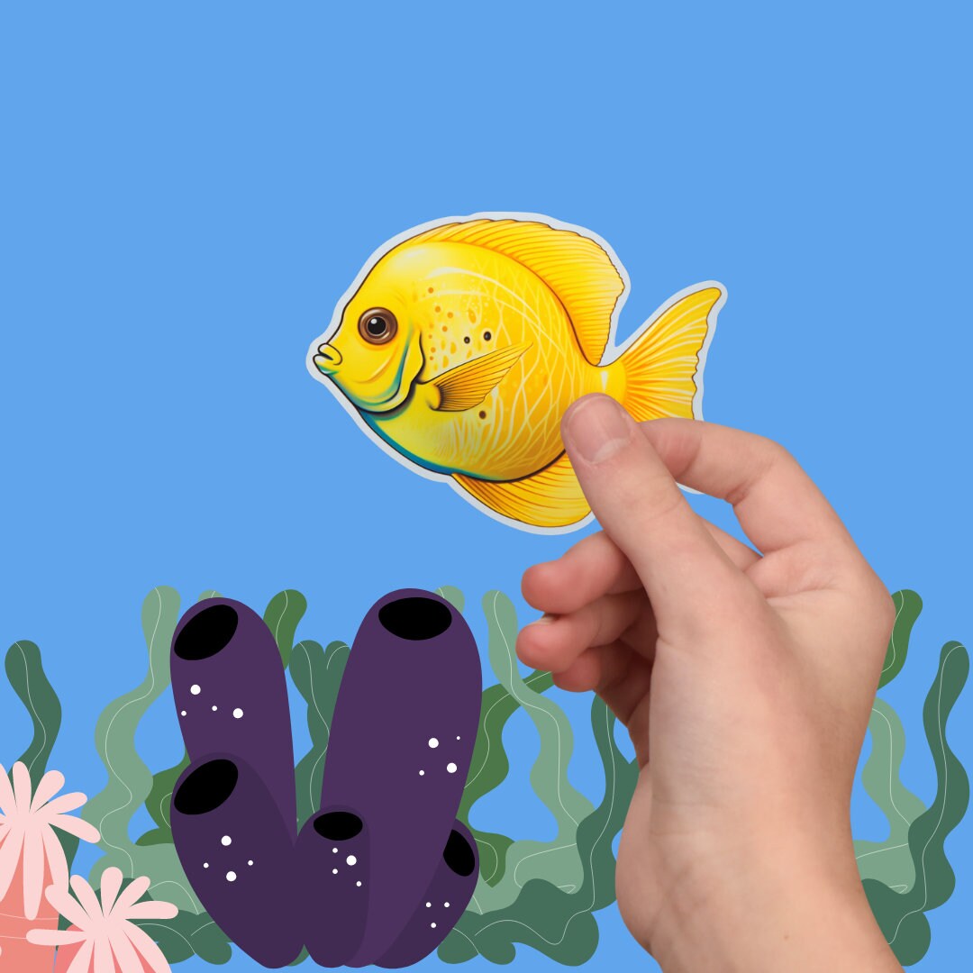Yellow Tang Fish Sticker Gift Set Includes 5 Waterproof Stickers - Etsy