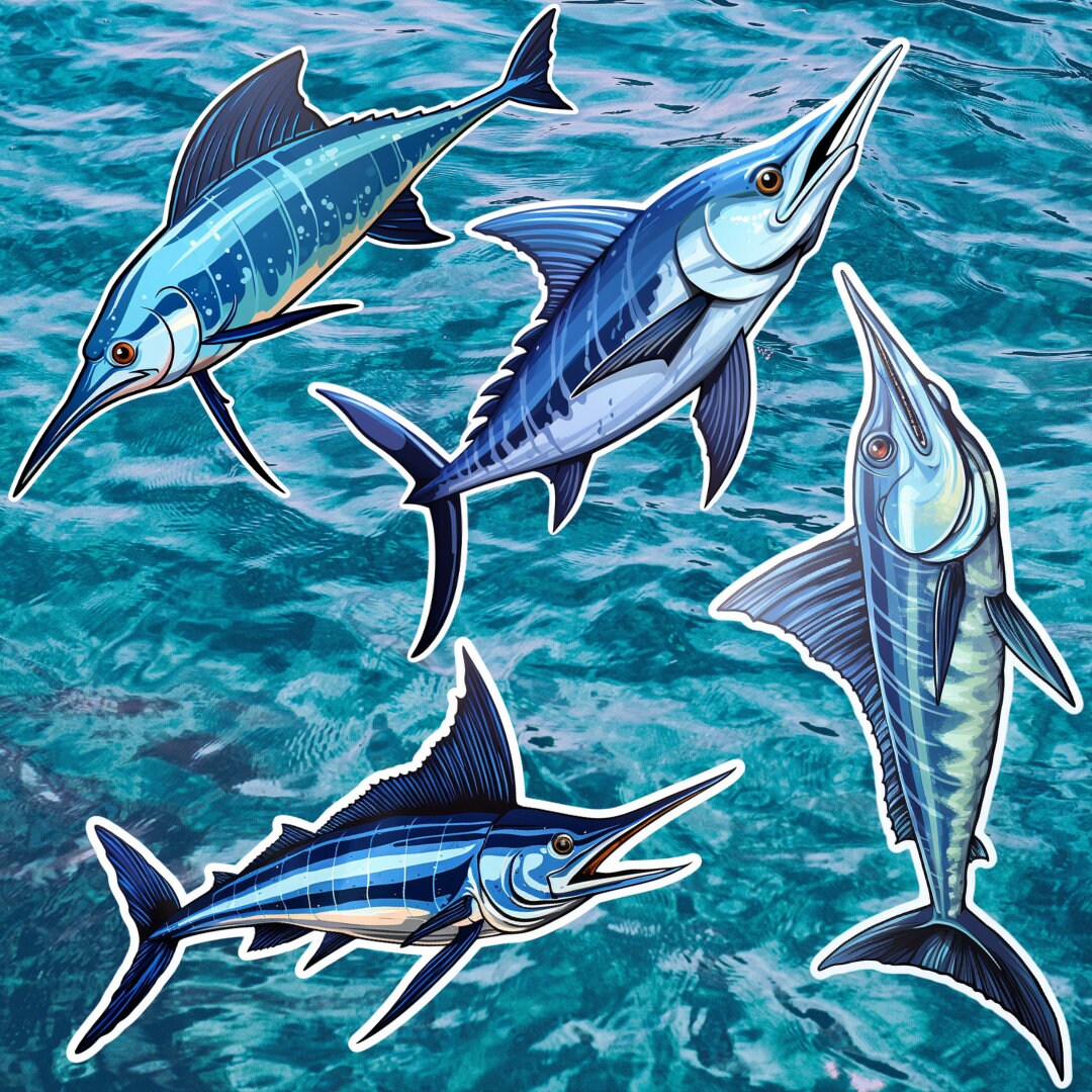 Swordfish Sticker Set Vinyl Sticker Set |sword Fish Sticker Set | Ocean ...