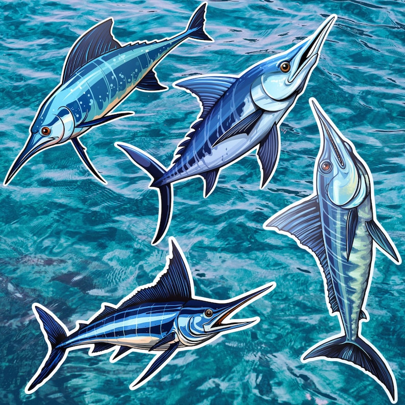 Swordfish Sticker Set Vinyl Sticker Set |sword Fish Sticker Set | Ocean ...