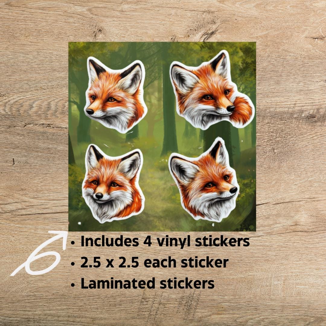 Red Fox Stickers Set | Cute Animal Decals for Journals, Laptops & Water ...