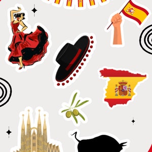 Spain Sticker Sheet |spain Stickers | Spain Decor - Etsy