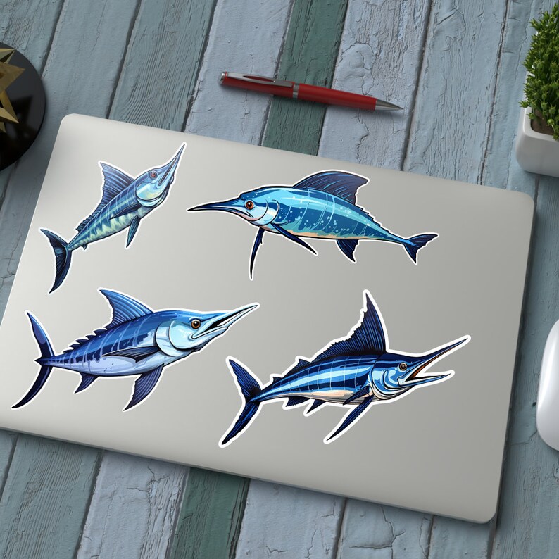 Swordfish Sticker Set Vinyl Sticker Set sword Fish Sticker Set Ocean ...