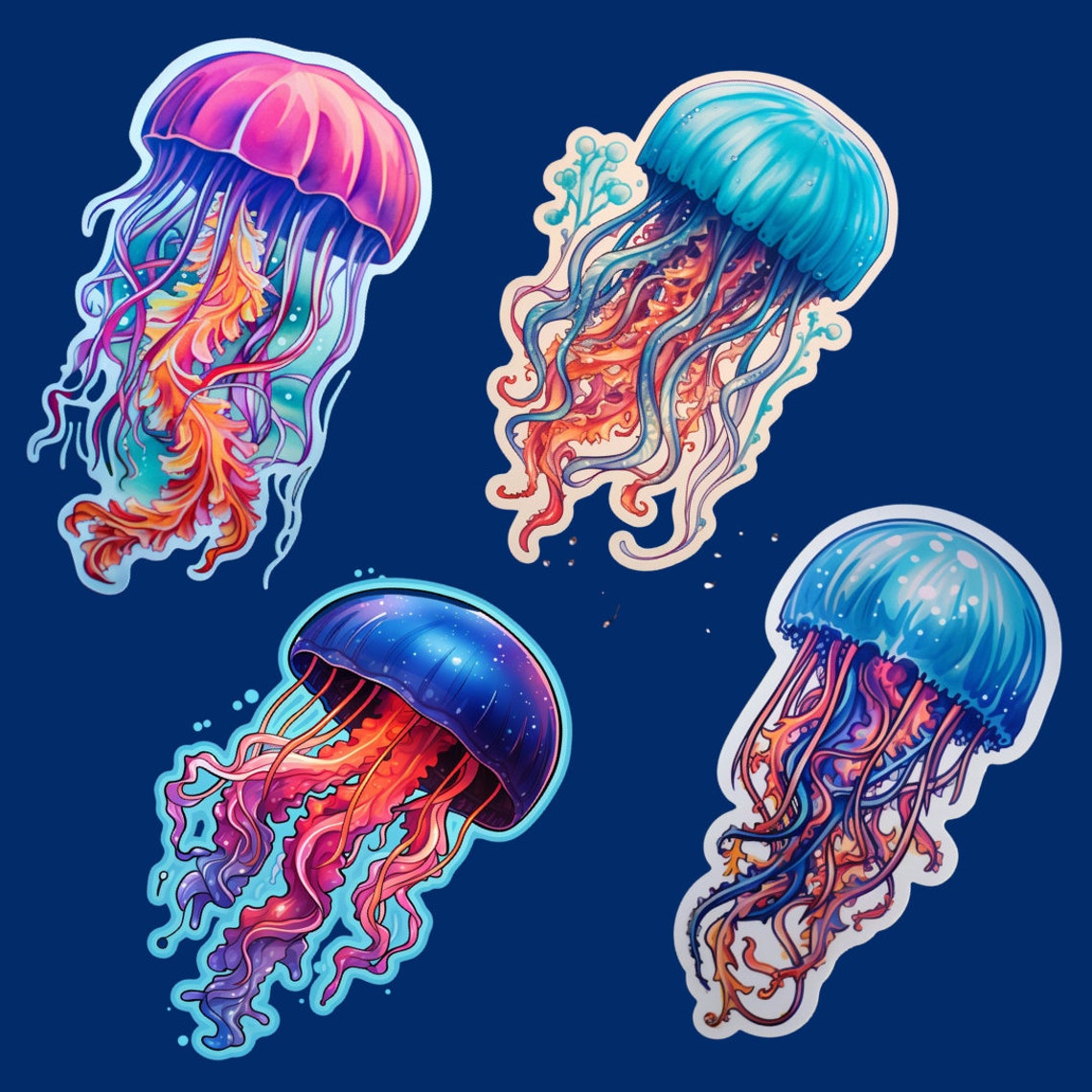 Jellyfish Sticker Gift Set Includes 4 Waterproof Stickers - Etsy