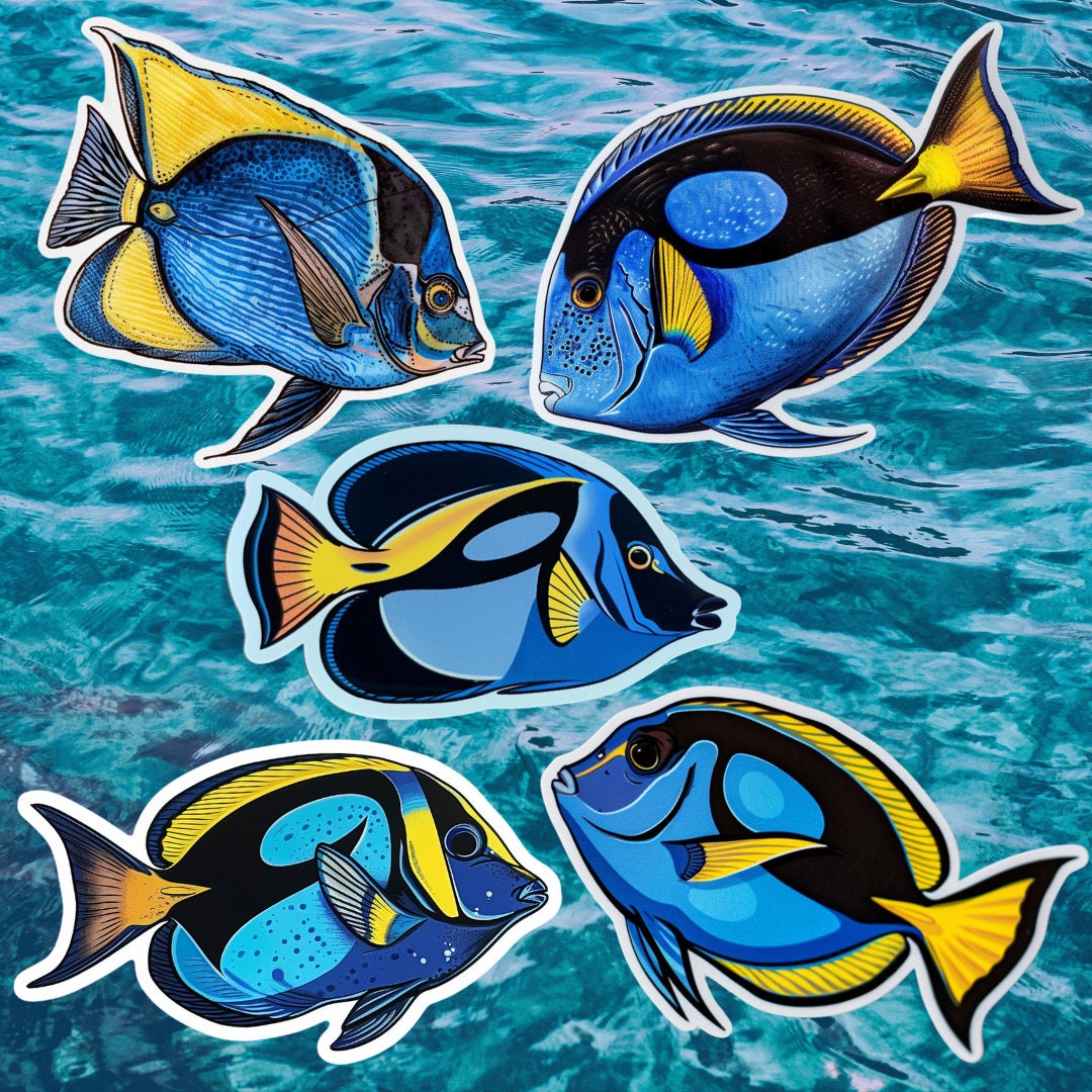 Blue Hippo Tang Sticker Set Vinyl Sticker Set | Hippo Tang Sticker Set ...