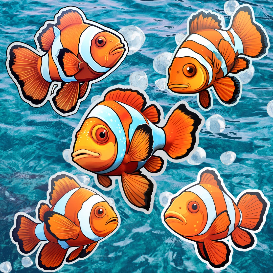 Clown Fish Sticker Gift Set - Includes 5 Waterproof Stickers - Etsy