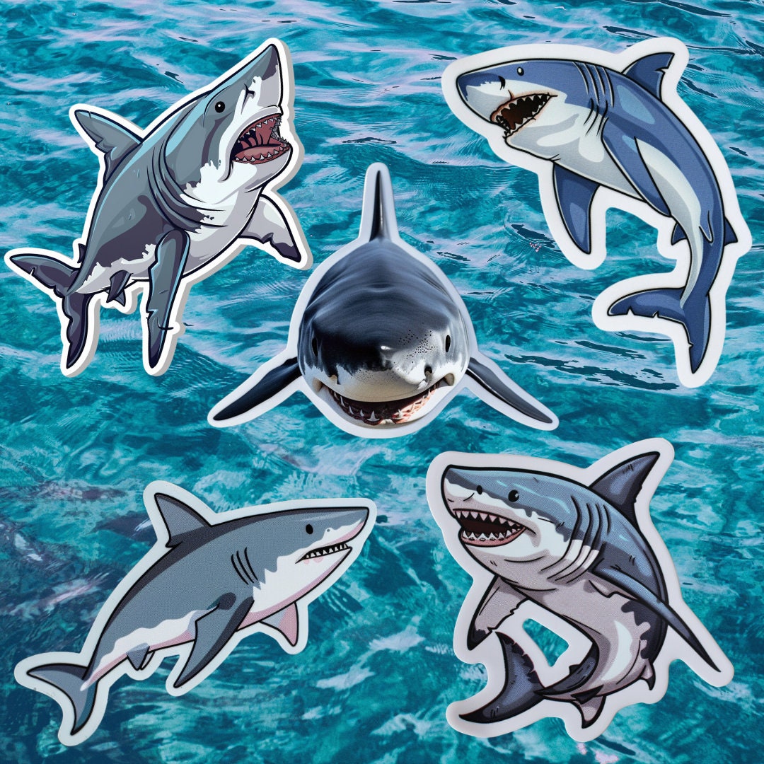 Great White Shark Vinyl Sticker Set | Shark Sticker Set | Shark Week ...