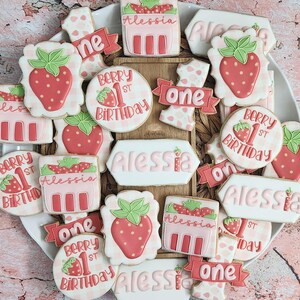 Sweet One Berry First Strawberry Birthday Cookies - Etsy