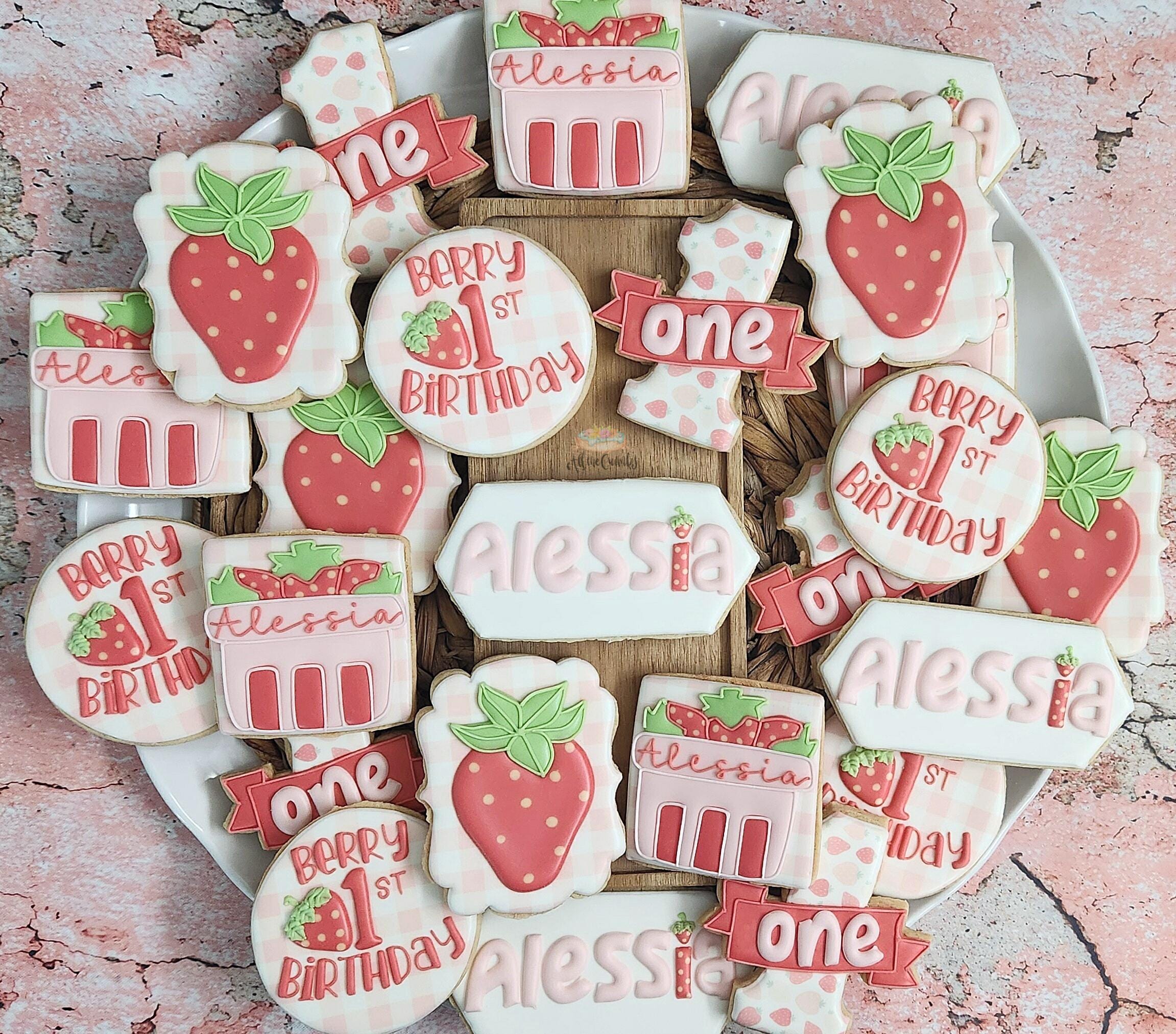 Sweet One Berry First Strawberry Birthday Cookies - Etsy
