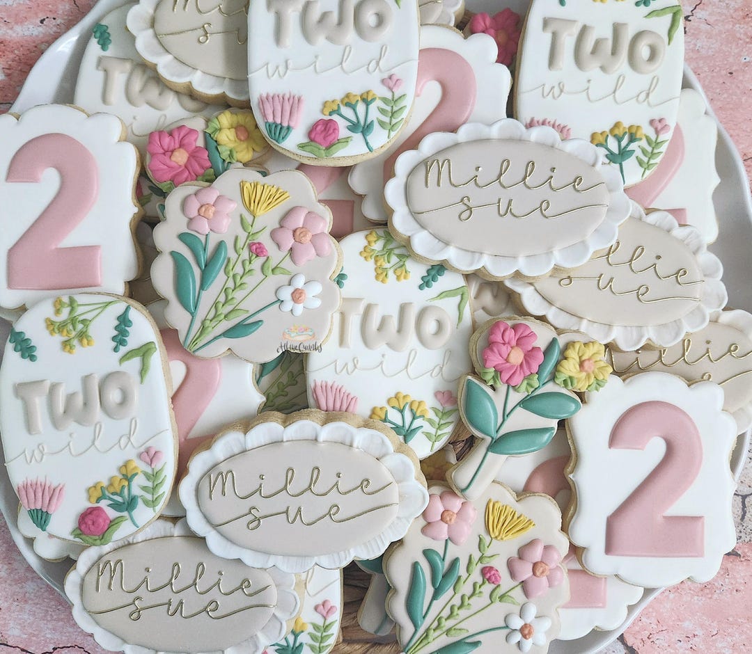 Two Wild Second Floral Birthday Cookies - Etsy