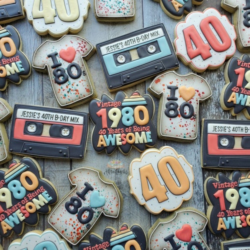 Vintage 40th Birthday Cookies - Etsy