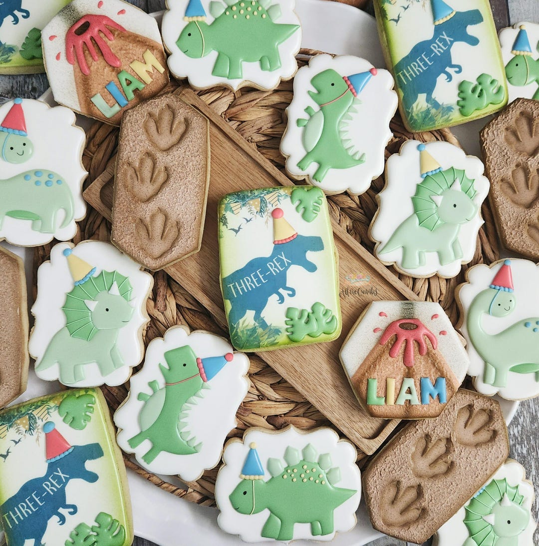Three Rex Dinosaur Birthday Cookies - Etsy