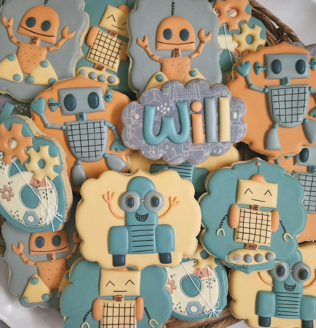 Robot Birthday Cookies - Etsy