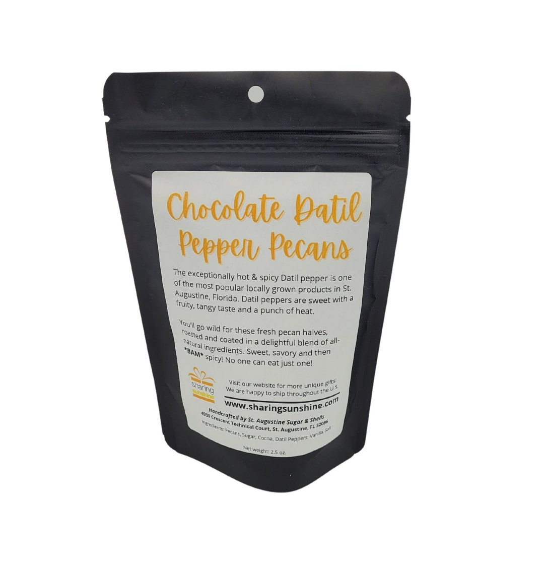 DATIL PEPPER PECANS: Spicy - Chocolate Powder Coated - St. Augustine ...