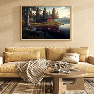 Digital Art Log Cabin cabin Dreams,printable Artwork,instant Download,wall Art Deco,graphic ...