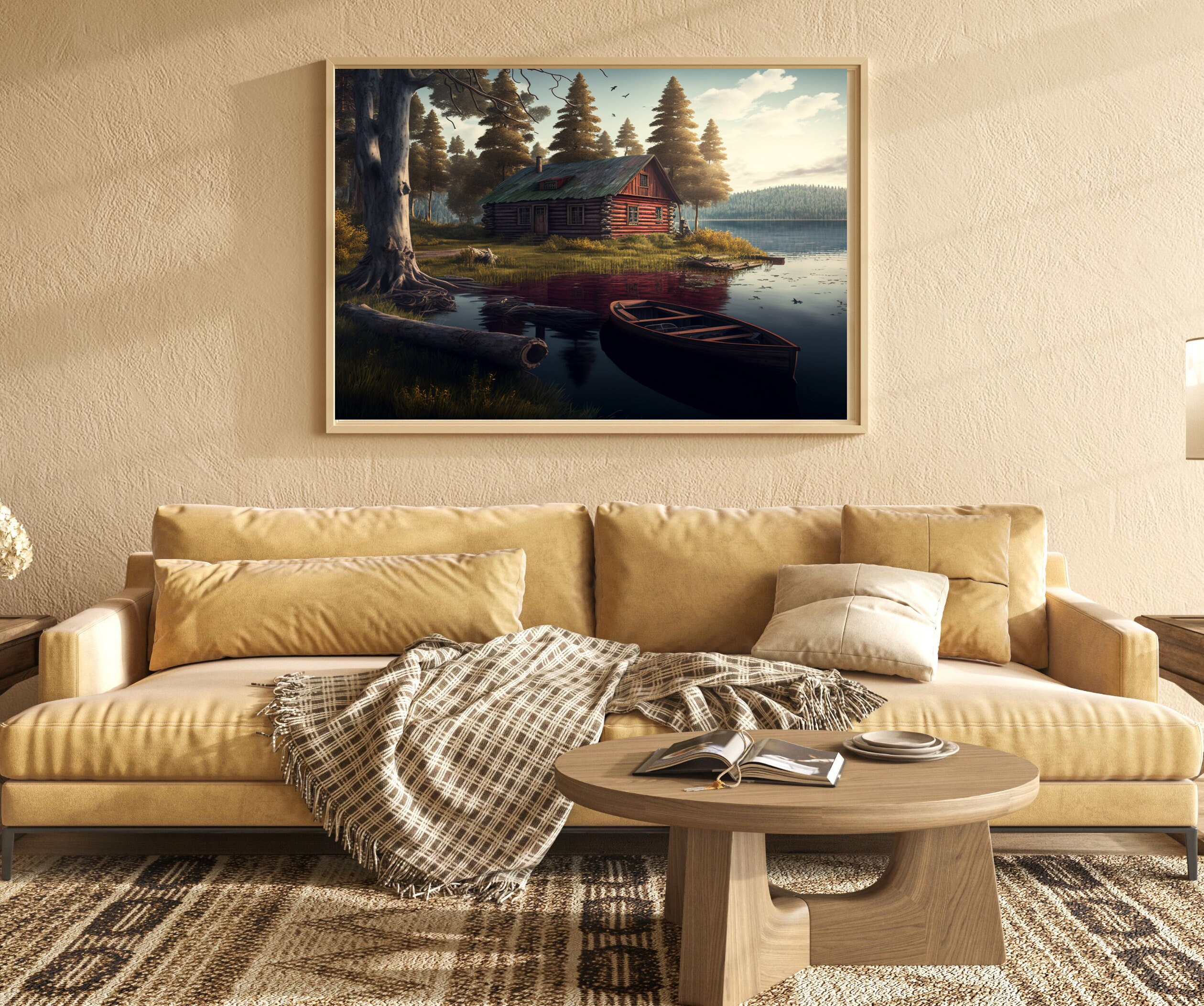 Digital Art Log Cabin “cabin Dreams”,printable Artwork,instant Download ...