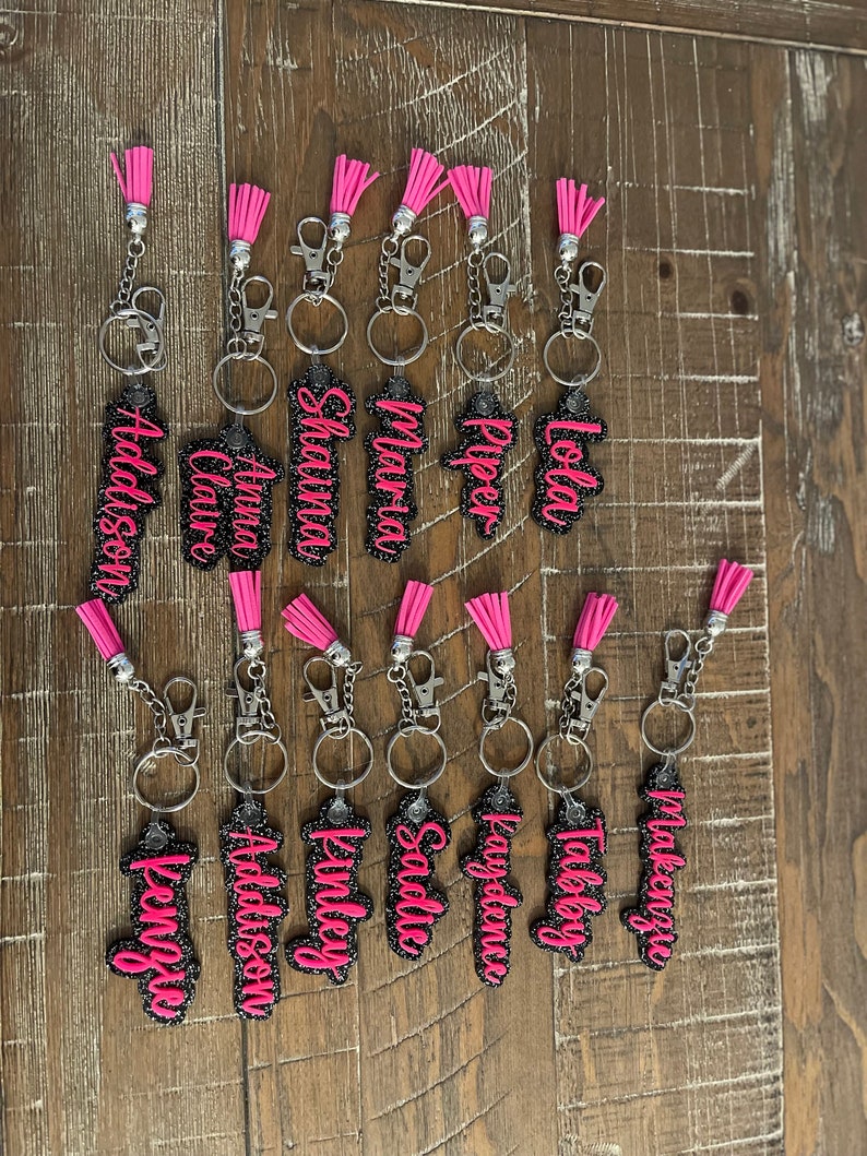 Personalized Keychain, Glitter Bag Tag, 2 Layer Acrylic Keychain. Great ...