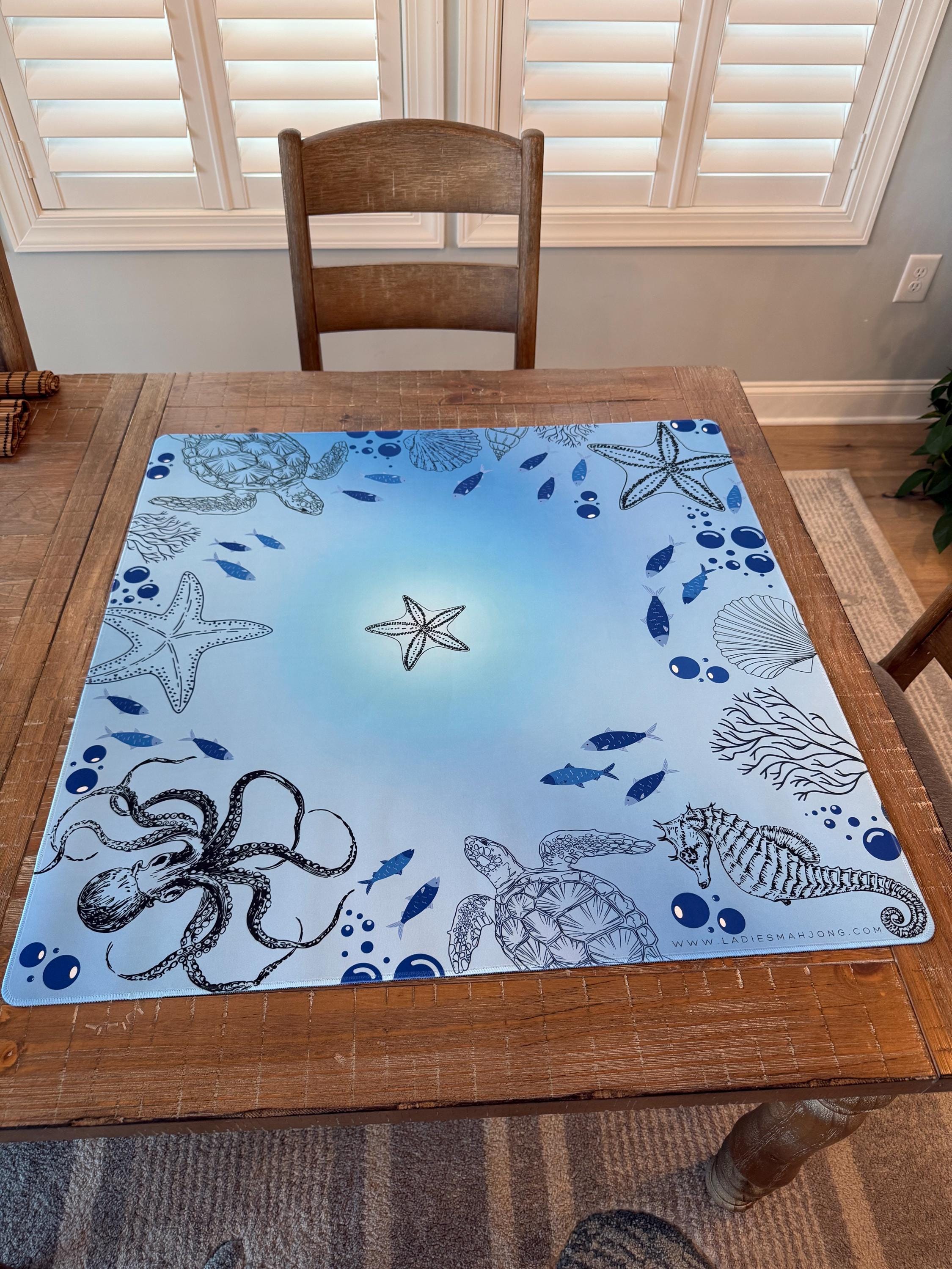 Sea Life Mahjong Mat With Bag: Nautical Neoprene Noise Reducing Mat - Etsy