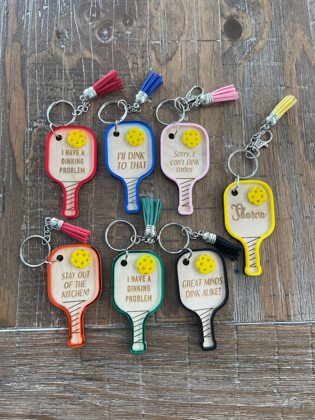 Pickleball Keychain or Bag Tag, Engraved With Name and Saying - Etsy