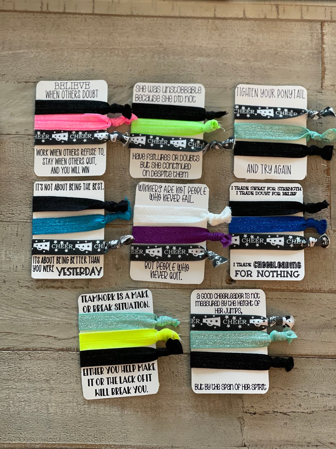 Motivational Cheer Hair Ties. 9 Sayings, Your Team Colors. - Etsy