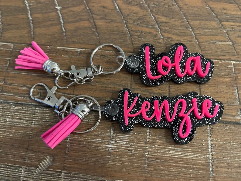 Personalized Keychain, Glitter Bag Tag, 2 Layer Acrylic Keychain. Great ...