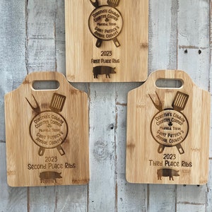 BBQ Cookoff Prize, Custom Engraved Cutting Board and Spoon - Etsy