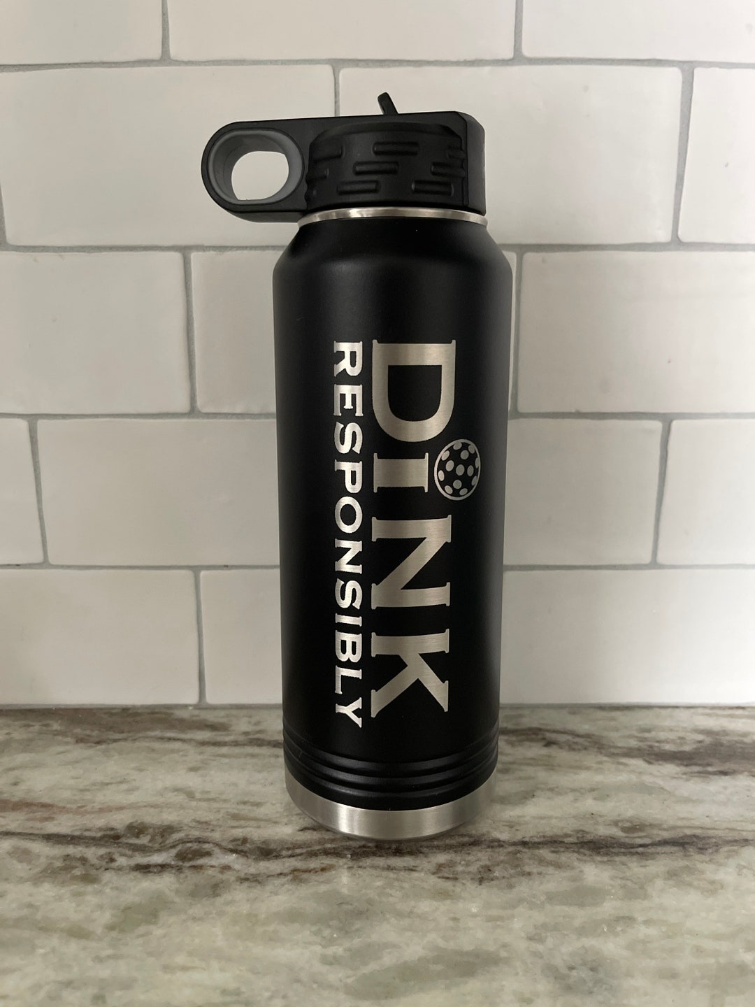 Dink Responsibly Pickleball Water Bottle. Engraved 30 Oz or 20 Oz Water ...