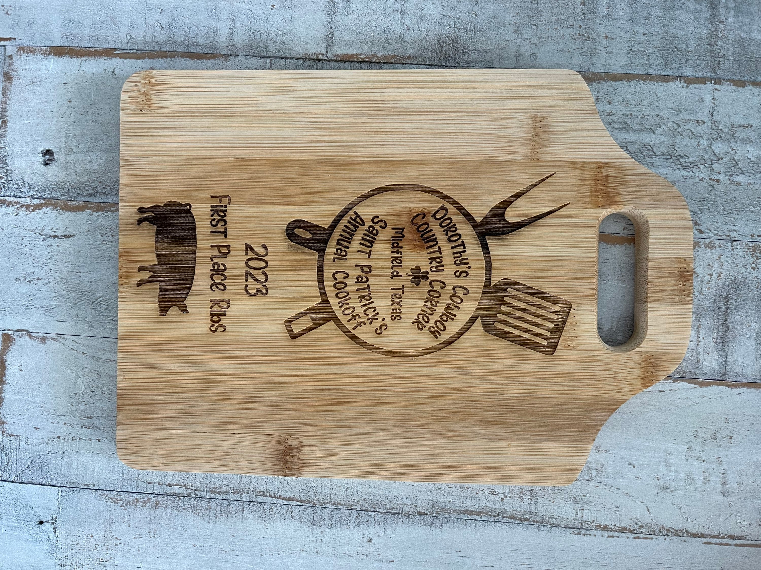 BBQ Cookoff Prize, Custom Engraved Cutting Board and Spoon - Etsy