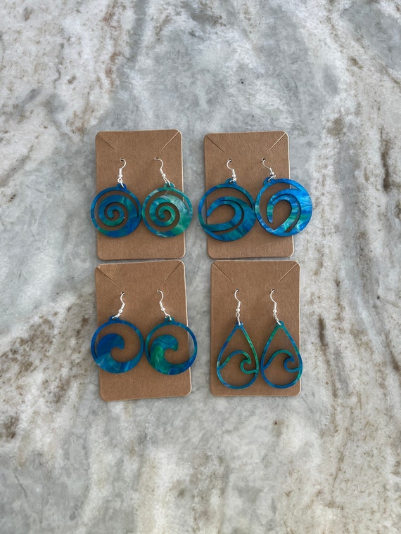 Ocean Wave Coastal Earrings Wave Earrings Nautical - Etsy