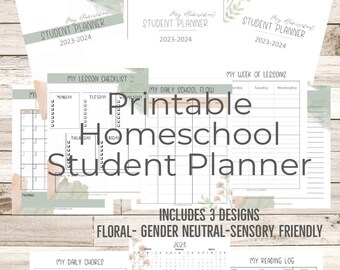 Homeschool Student Planner Printable Editable Planner Inserts ...