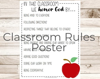 Christian Classroom Rules Poster With Bible Verses for Homeschool, Kids ...