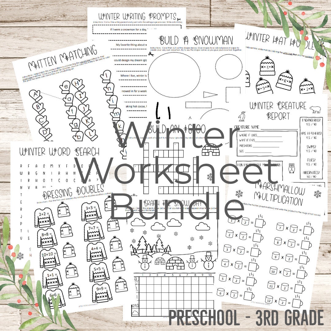Winter Worksheet Bundle - Etsy