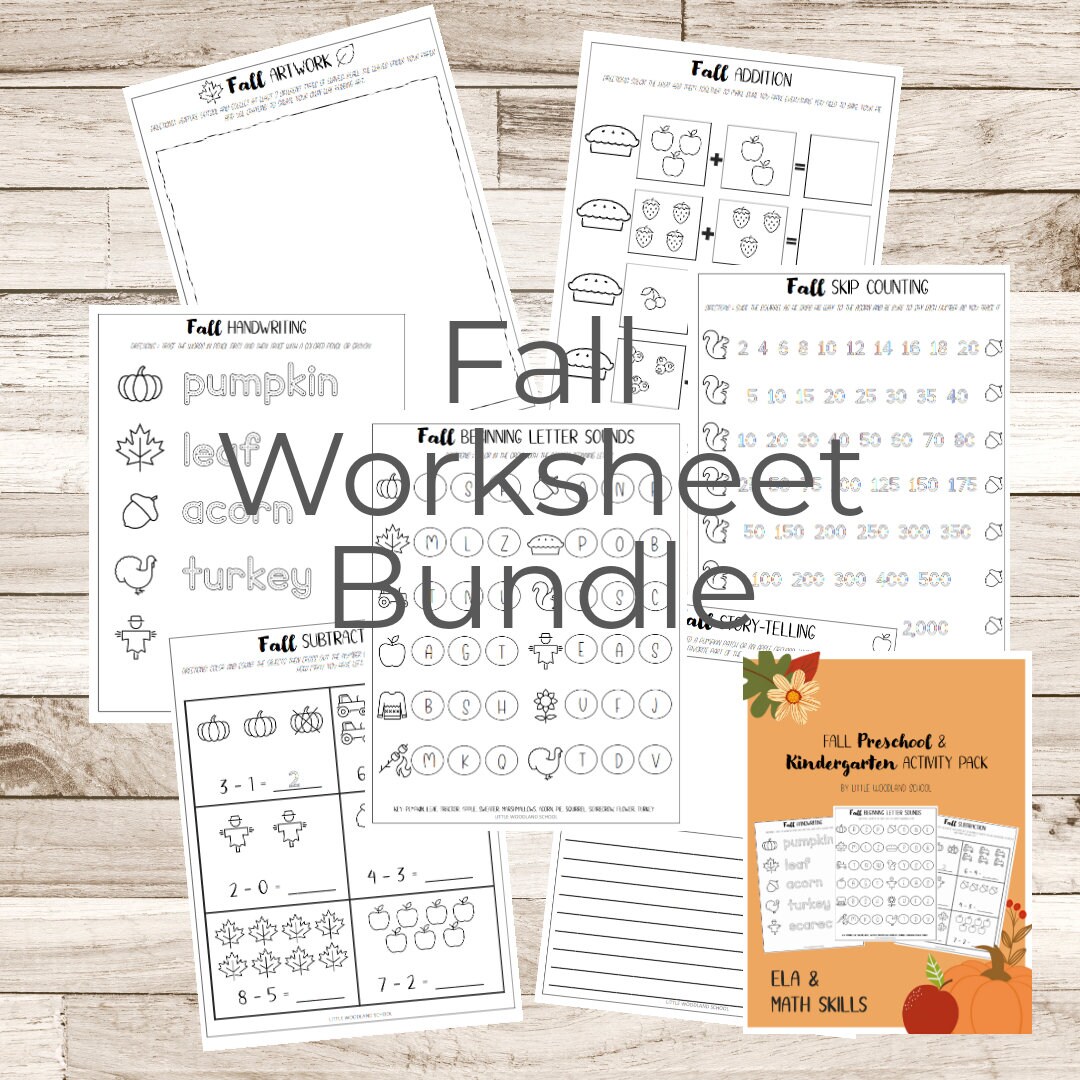 Preschool & Kindergarten Fall Worksheet Bundle - Etsy