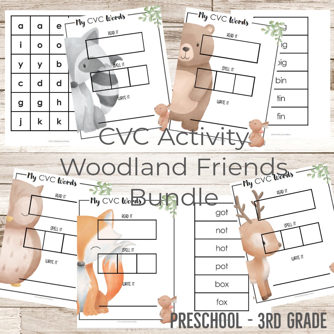 CVC Activity Set- Woodland Friends Bundle - Etsy