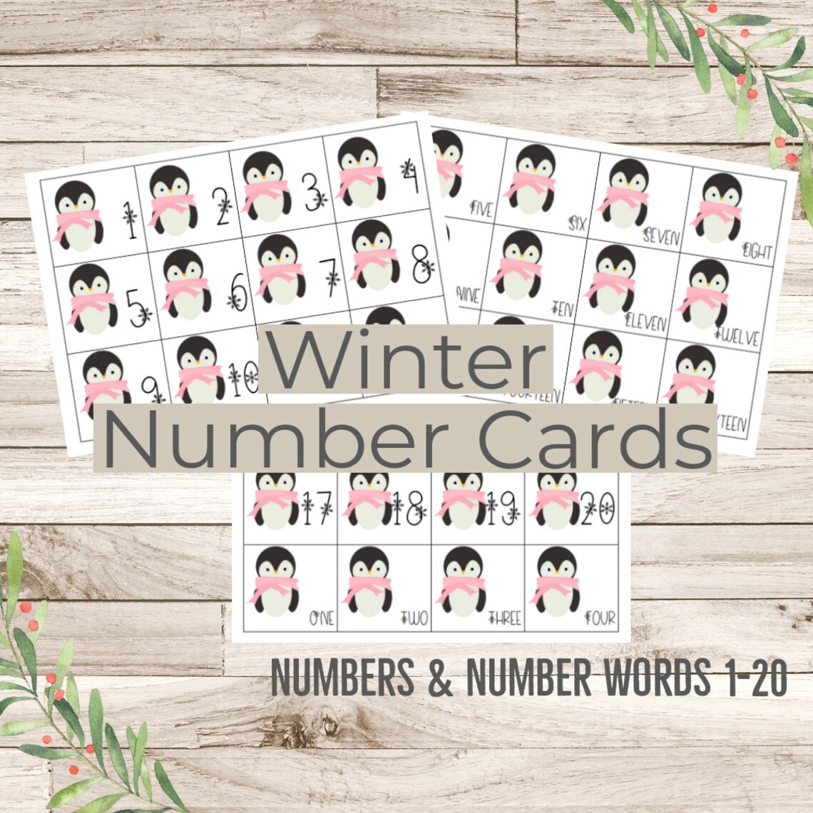 Winter Number Cards 1-20 - Penguins - Etsy
