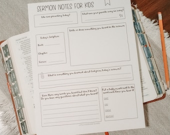 Printable Sermon Notes for Kids, Printable Sermon Notes, Activity Page ...