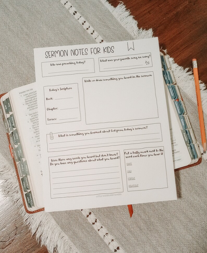 Sermon Notes for Kids - Etsy