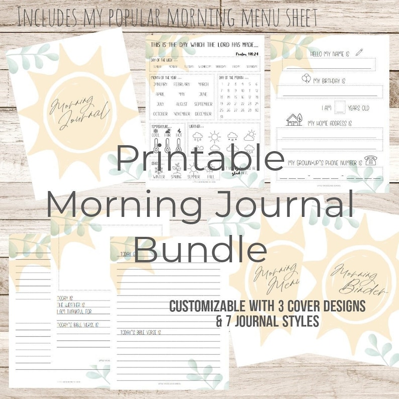 PRINTABLE Morning Journal/morning Menu/ Morning Binder - Etsy