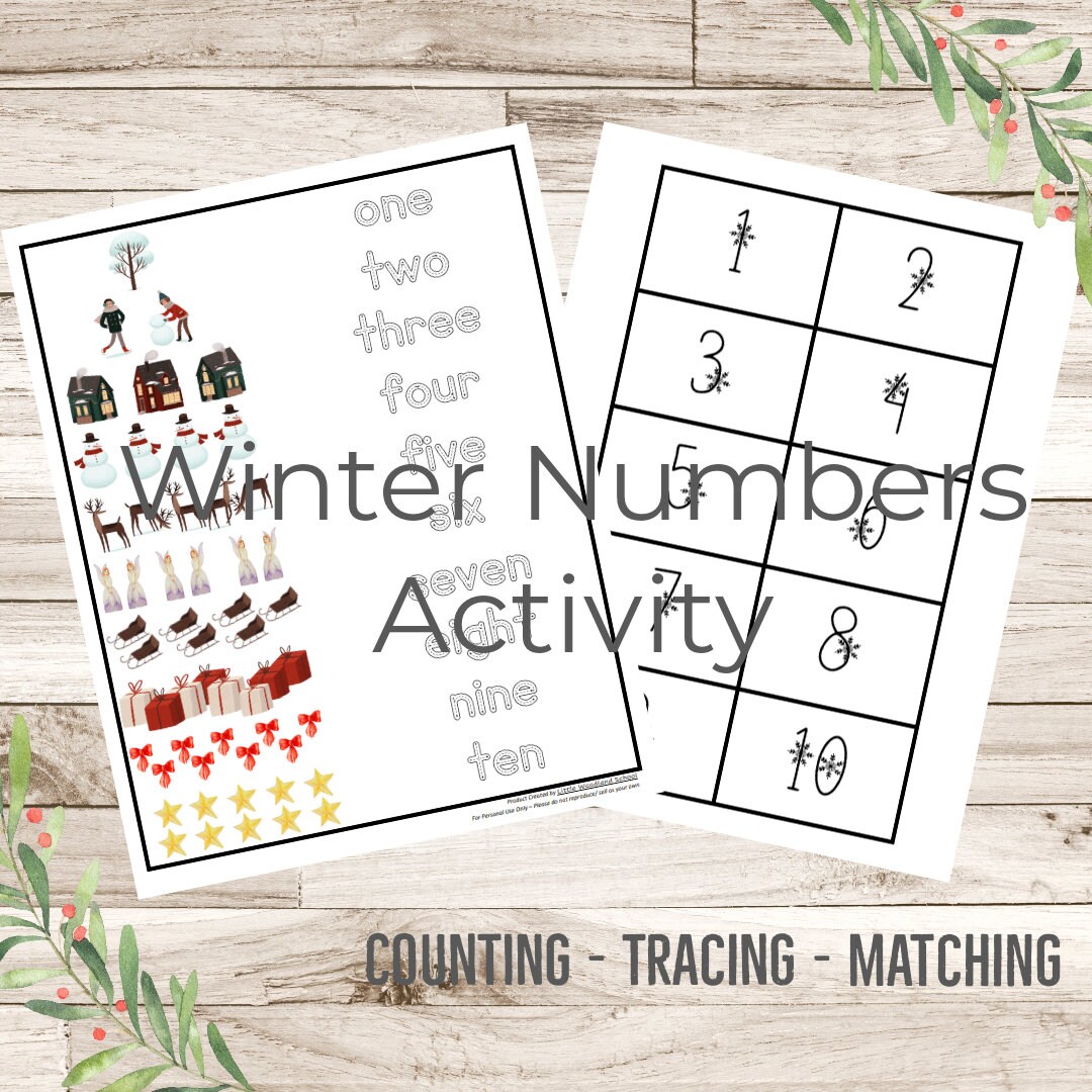 Winter Numbers Tracing & Matching Activity - Etsy
