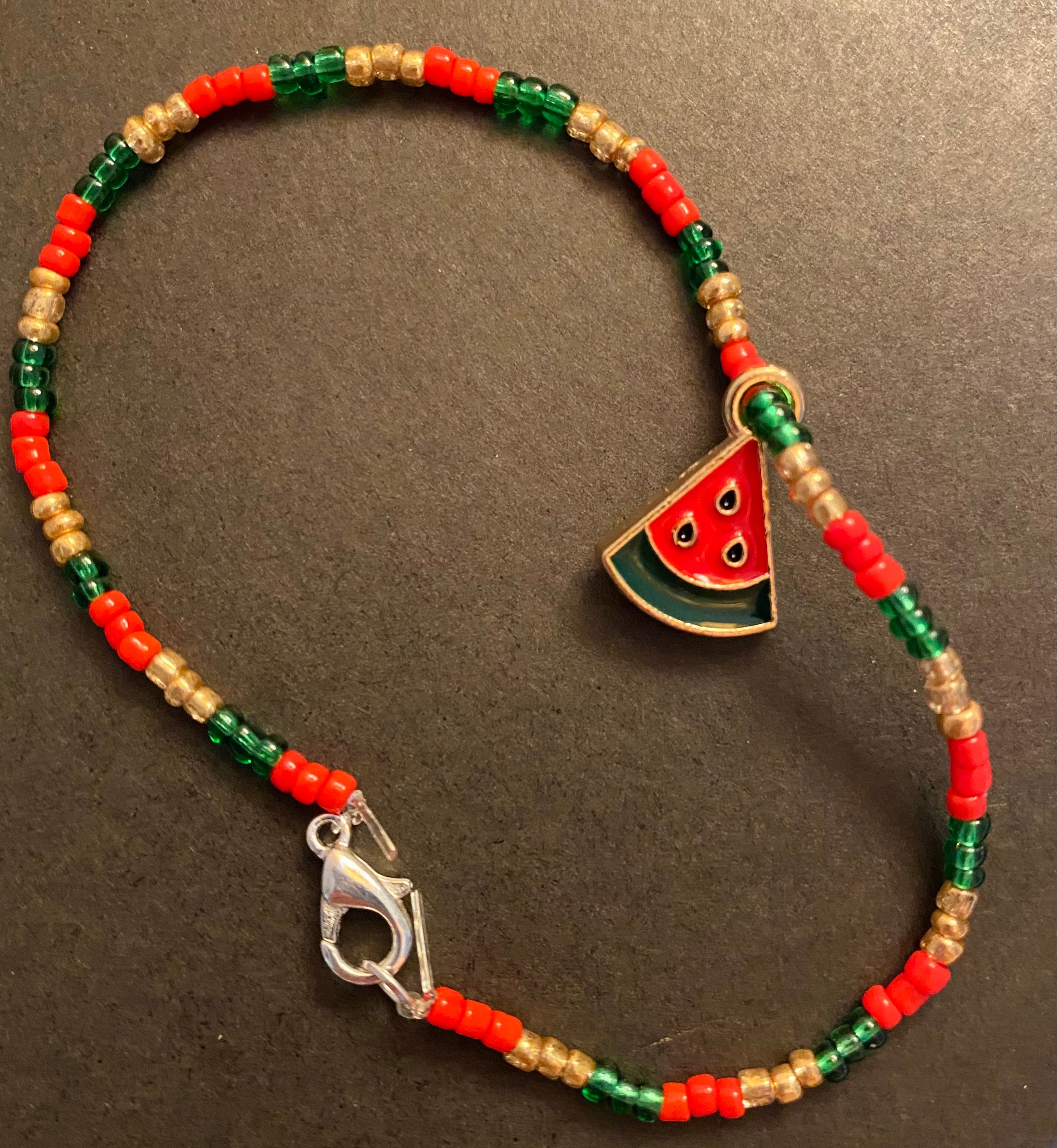 Watermelon Glass Seed Bead Bracelet - Etsy