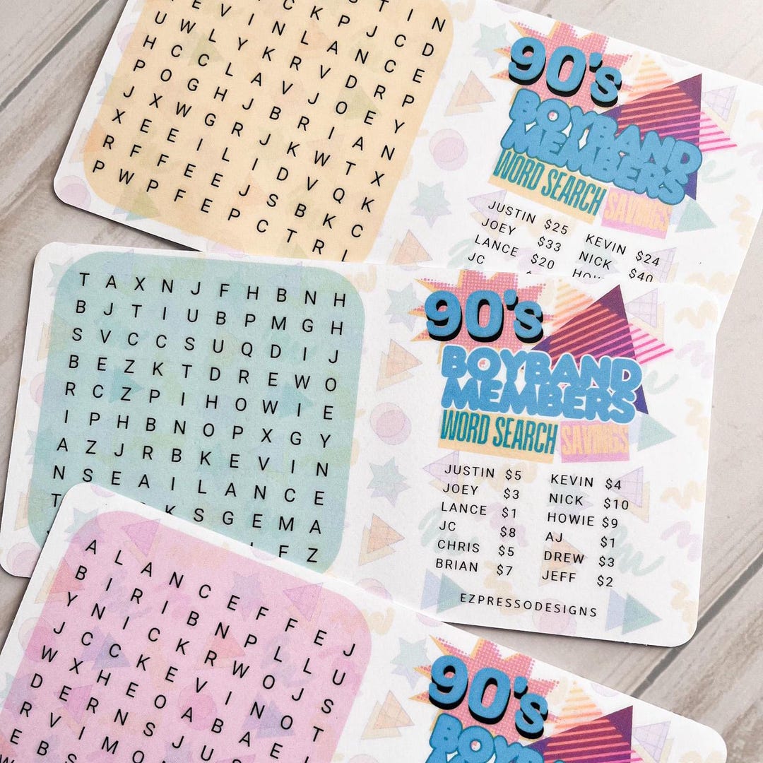 Word Search Savings Challenges | More Fun Themes | Savings Trackers - Etsy