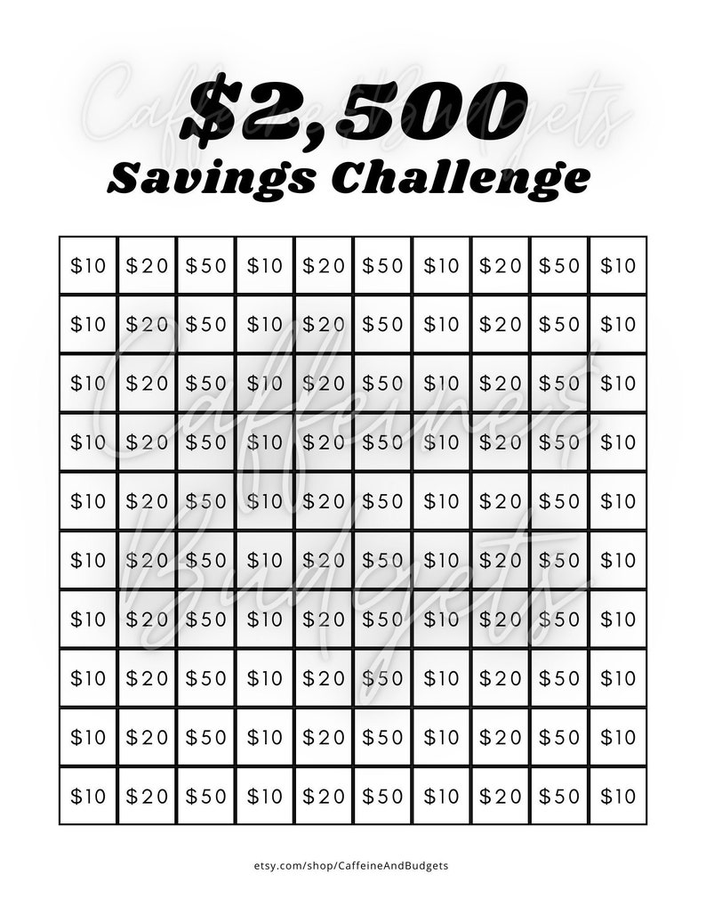 2500 Savings Challenge Tracker - Etsy España 2500 Savings Challenge Tracker - Etsy España