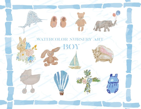 Baby Watercolor Clip Art BUNDLE Nursery Clip Art Baby - Etsy