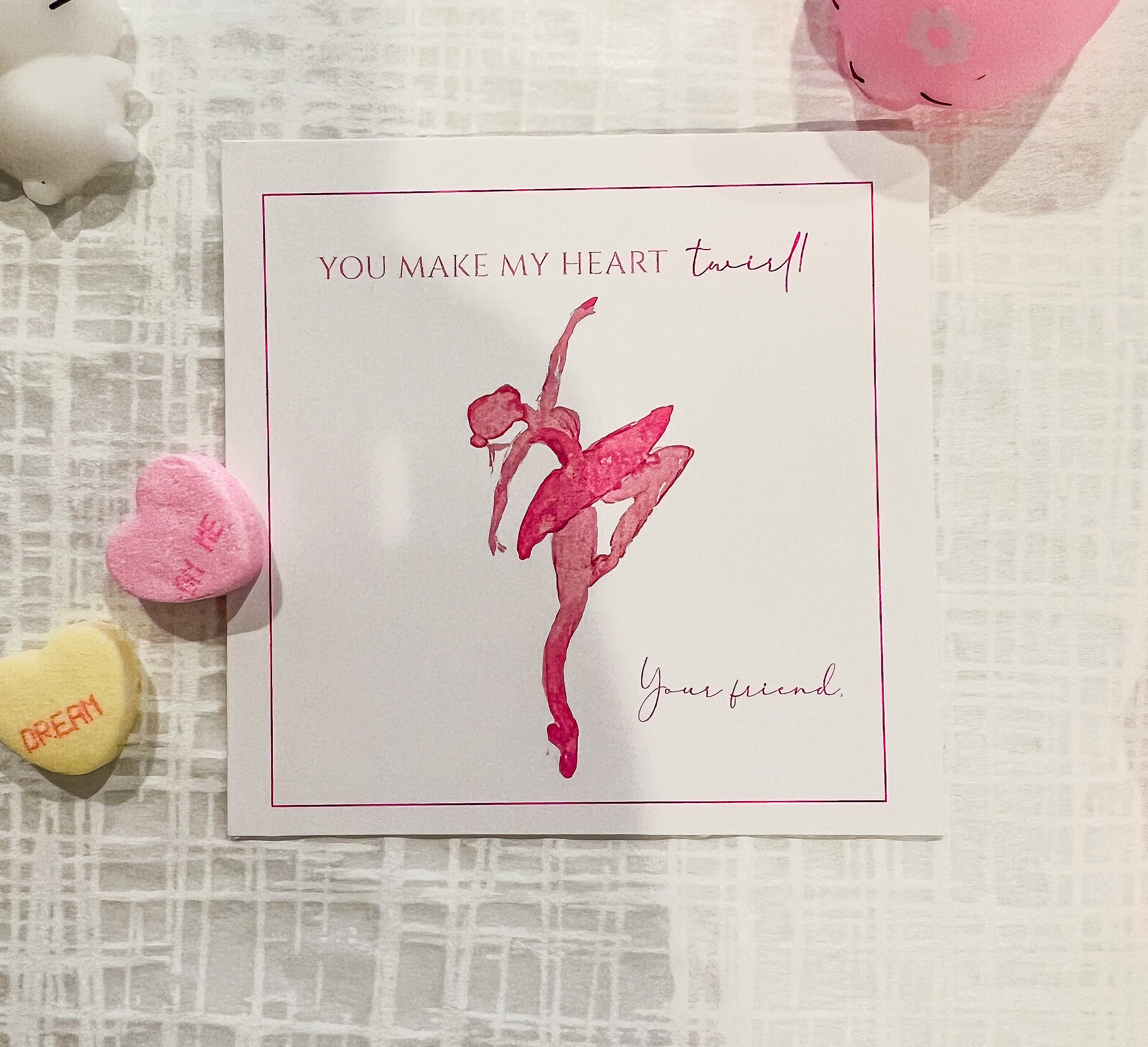 Girls Valentine Cards, Dance Valentine, Ballerina Valentine, Dancer ...