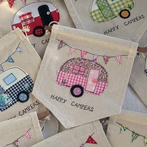 Happy Campers Caravan Wall Hanging Banner - Charming Caravan Pennant ...